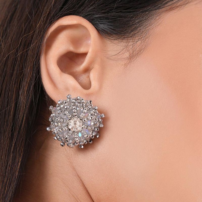 Buy House of D'oro Handcrafted Elara Silver Studs Earrings for Women Online