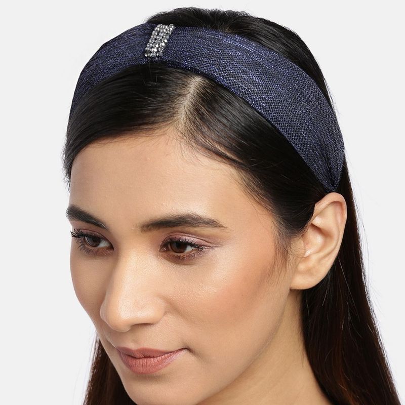 Buy Blueberry Navy Blue Simar Fabric Hair Band Online