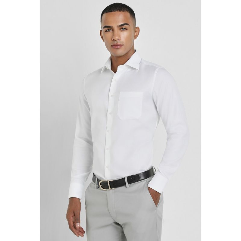 Buy Allen Solly Men White Slim Fit Self Design Full Sleeves Formal ...