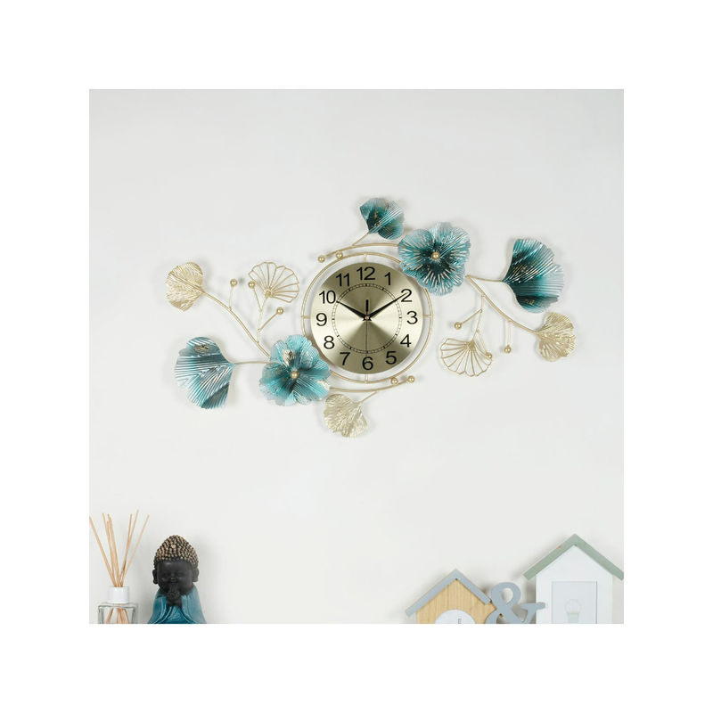 Buy HomeTown Rhythm Metal And Aluminum Gingko Wall Clock in Seagreen ...