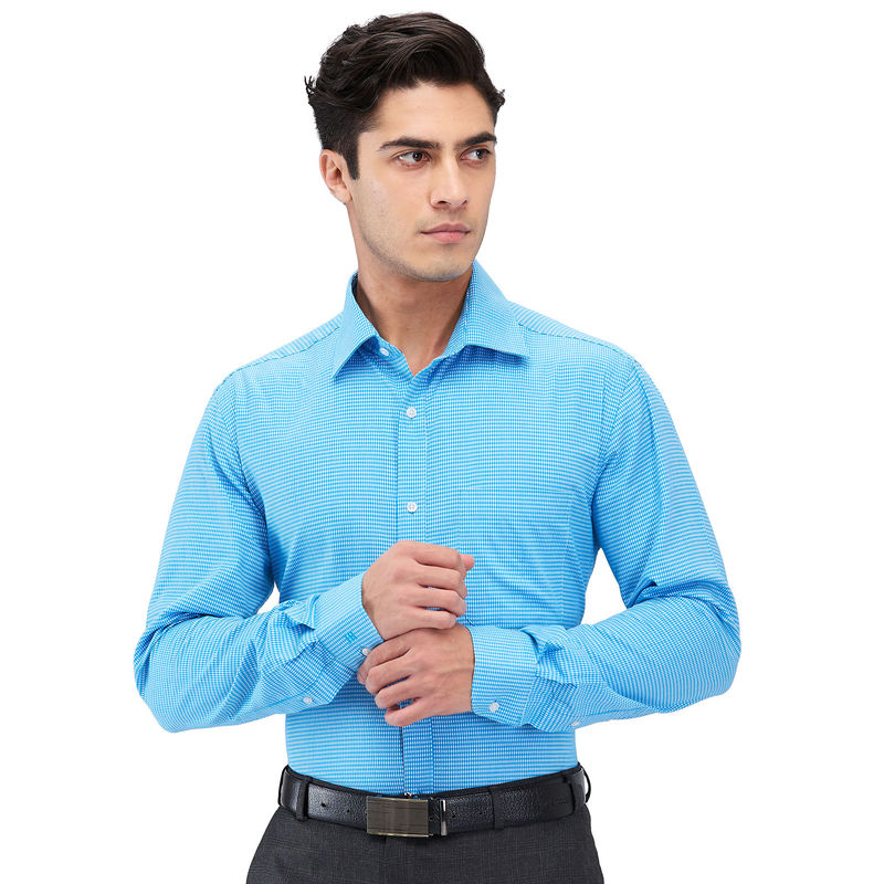 Buy Raymond Mens Slim Fit Self Design Blue Shirt Online