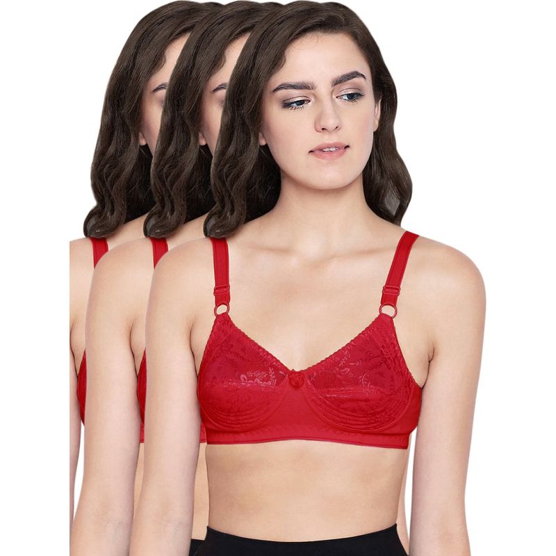 Buy Bodycare 100% Cotton Non Padded Non Wired Regular Bra (Pack of 3) Online