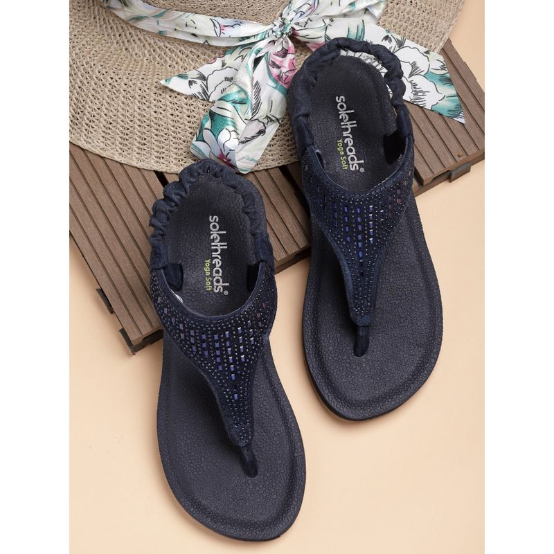 Buy SOLETHREADS Yoga Sandal Navy Solid Women Sandals Online