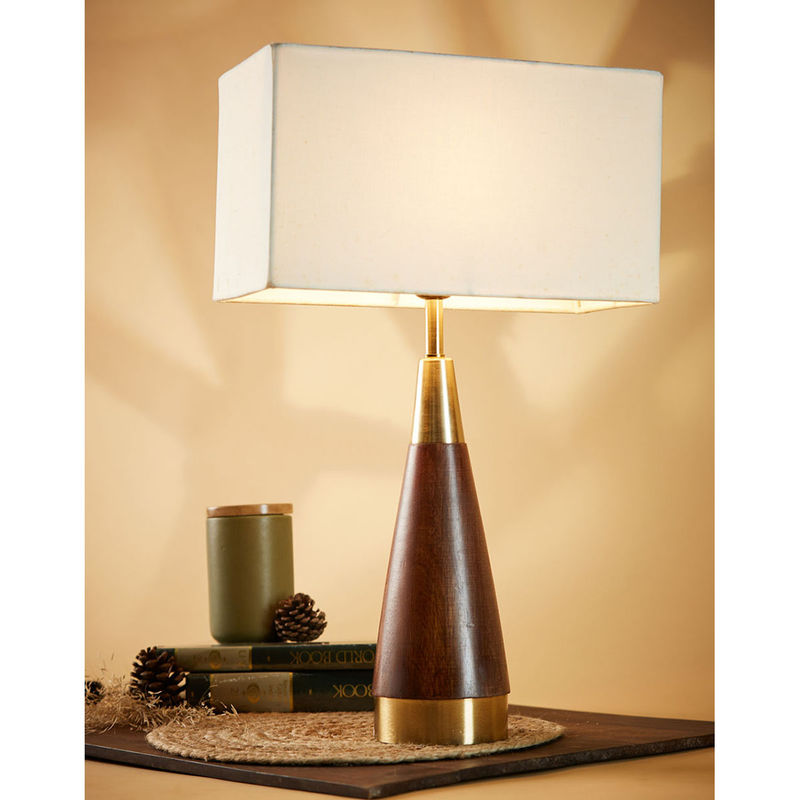 Buy Fabindia Hresa Wood Bedside Table Lamp Online