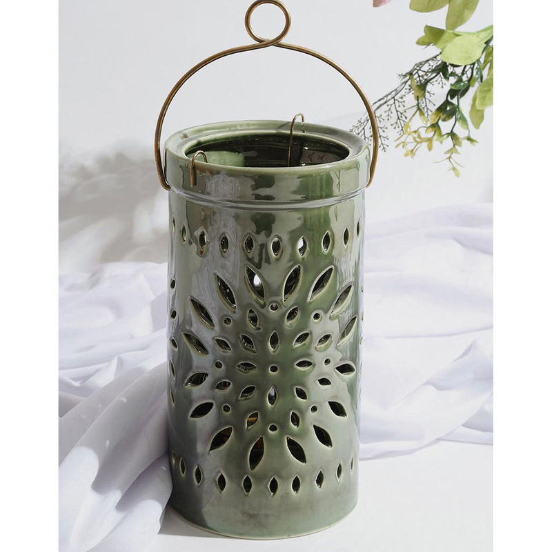 Buy Fabindia Green Aysha Ceramic Table Lantern Online