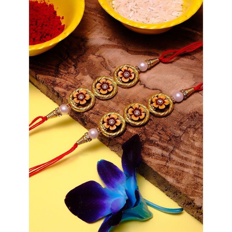 Buy Crunchy Fashion Exquisite Stone Traditional Thread Rakhis with Roli ...