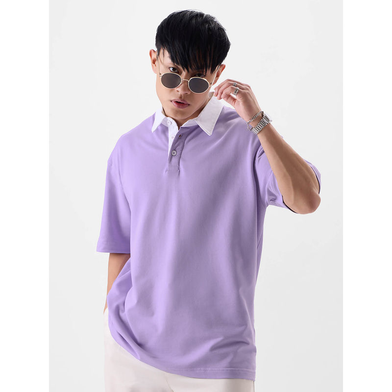 Buy The Souled Store Original Solids: Light Purple Men Oversized Polos ...