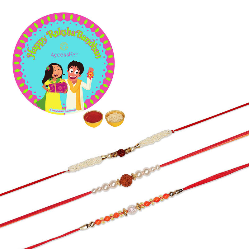 Buy Accessher Multi Gift Set of 6 with Delicate Rakhis Pack of 3 with ...