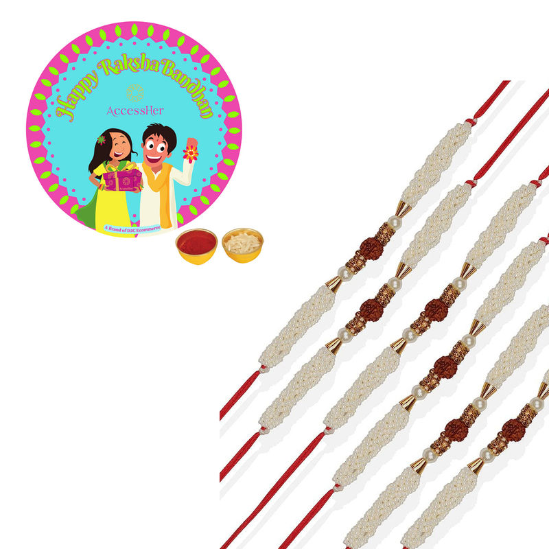 Buy Accessher Designer Rakhi for Beloved Brother Pack of 6 with Rice ...