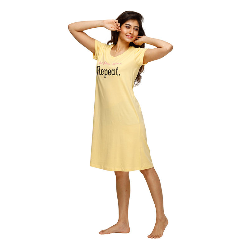 Buy Juliet Women's Cotton Yellow Printed Short Nighty Online