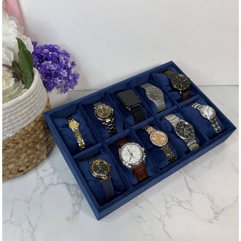 Buy La Trove Luxury Velvet 10 Slot Watch Tray (30X20X5 Cm) Online