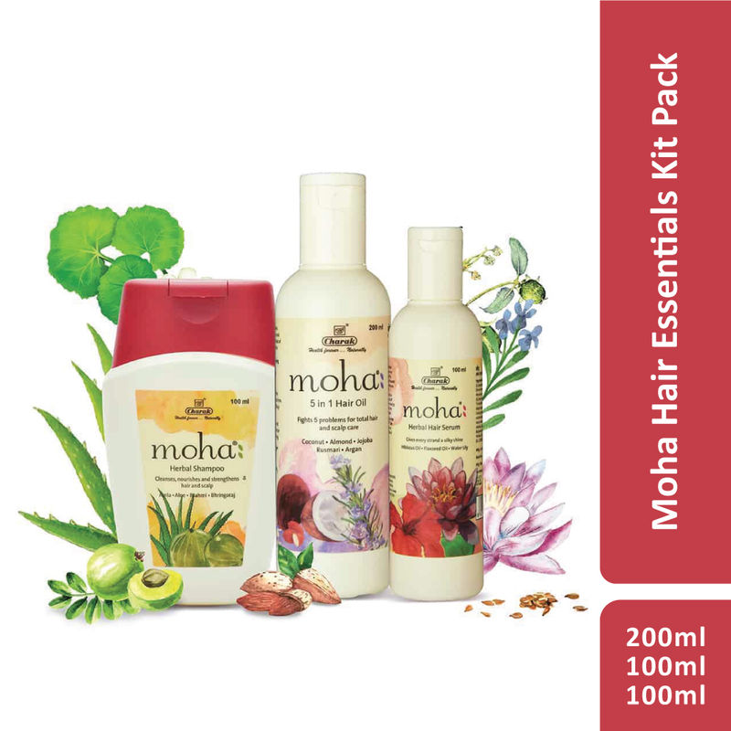 Buy Moha Hair Essentials Kit Oil Serum And Shampoo For Nourished Strong ...
