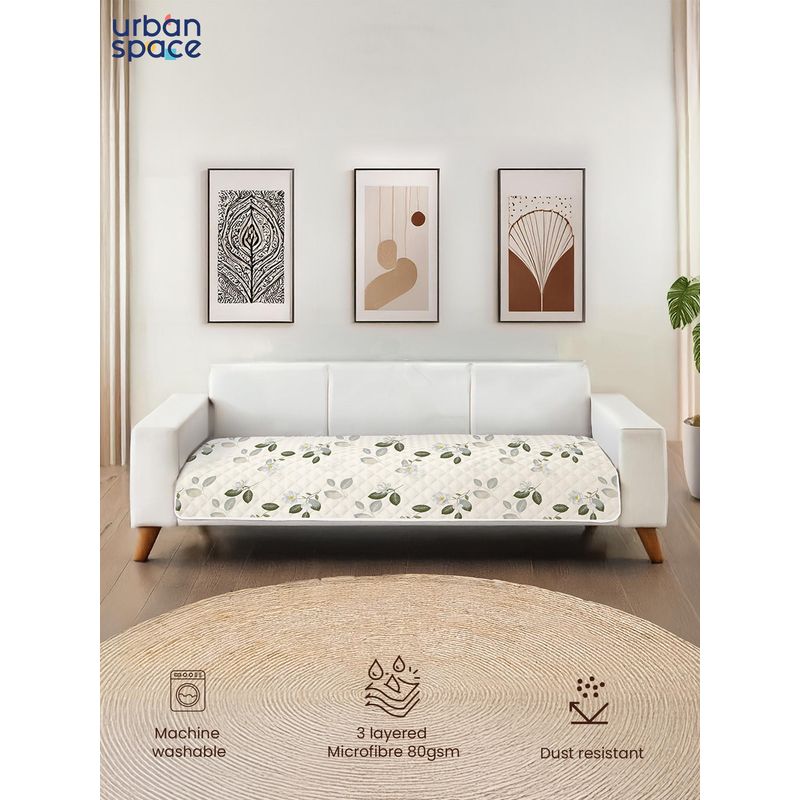 Buy Urban Space Quilted Microfibre Sofa Cover with Tassels - Tea Leaves ...