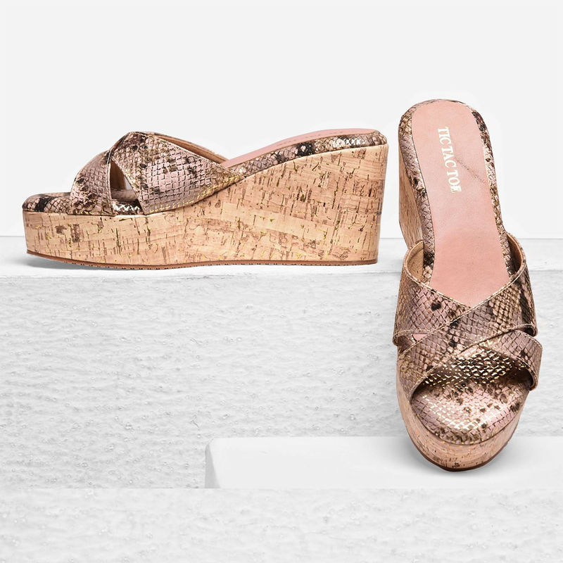 Buy Tic Tac Toe Pink Metallic Cross Wedges Online