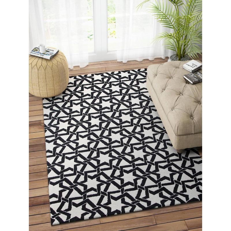 Buy IMPERIAL KNOTS Black And White Dip Dyed Hand Tufted Carpet (5x8 ...