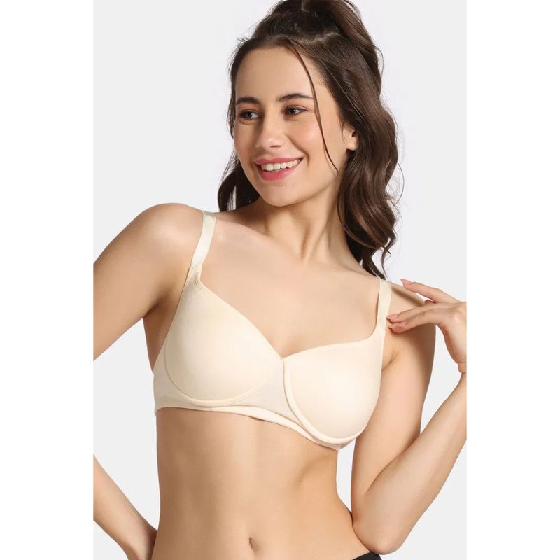 Buy Zivame Rosaline Padded Non Wired Medium Coverage T-Shirt Bra - Ecru Online