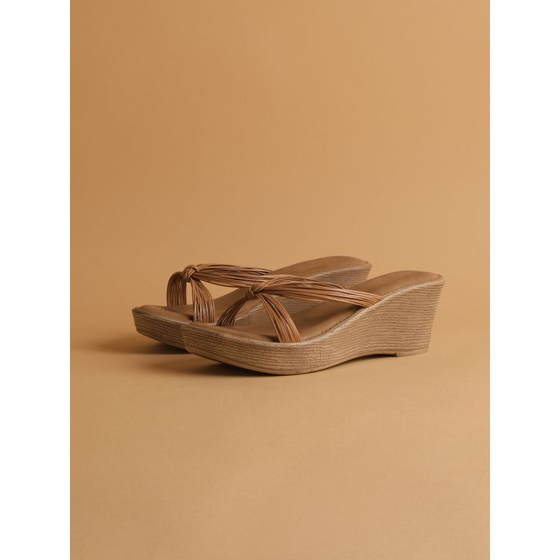 Buy Eridani Solid Chickoo Clarissa Wedges Online