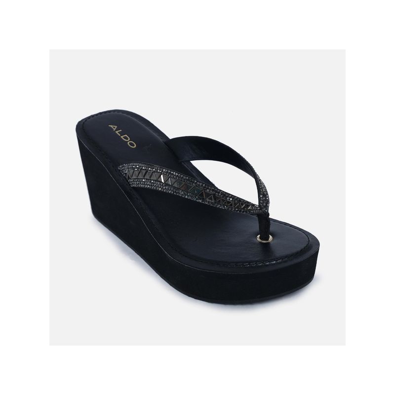 Buy Aldo Embellished Sequined Black Wedges Online