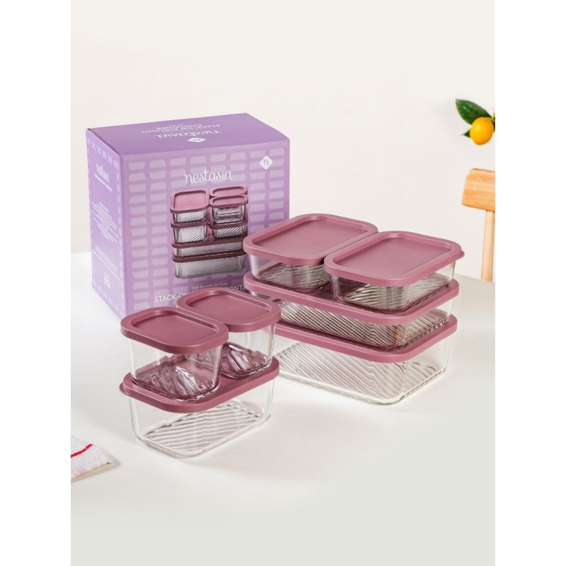 Buy Nestasia Mauve Stackable Food Storage Containers (Pack Of 7) (Pack ...