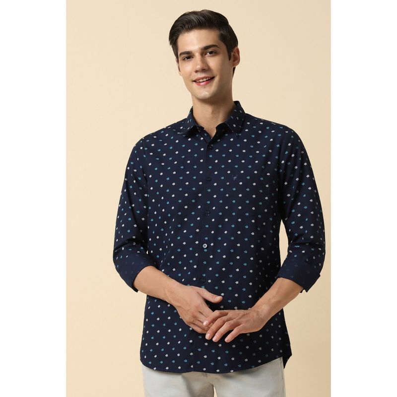 Buy Allen Solly Men Navy Slim Fit Print Full Sleeves Casual Shirt Online