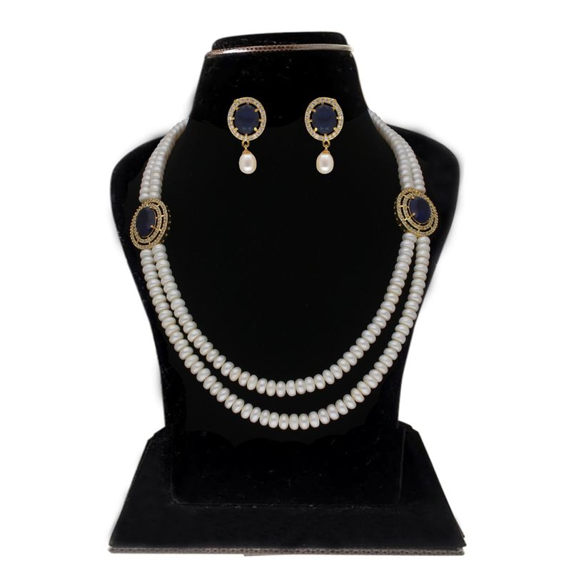 Buy Sri Jagdamba Pearls Pure Devotion Blue Pearl Necklace Set Online