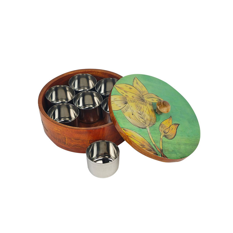 Buy The Better Home Wooden Masala Box For Kitchen 7 Stainless Steel ...