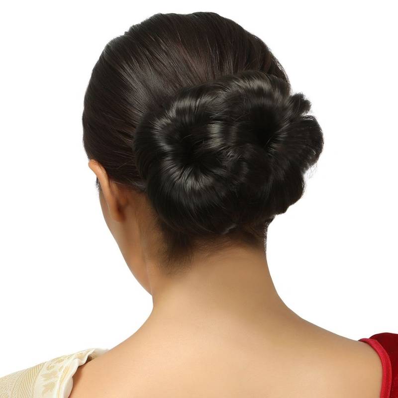 Buy Accessher Black Colour Hair Bun Extension Wig with Large Black ...