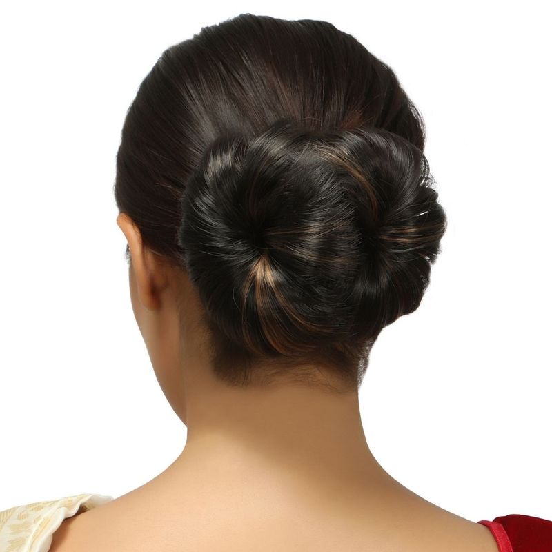 Buy Accessher Black & Blonde Dual Tone Colour Hair Bun with Black ...