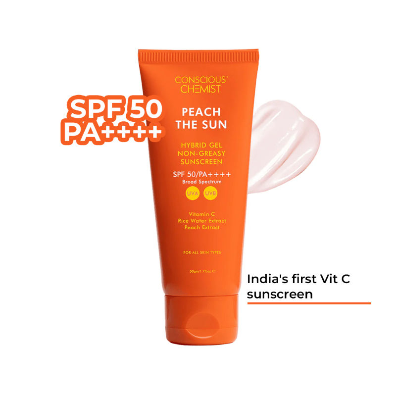 Buy Conscious Chemist Peach Sunscreen SPF 50 PA++++ With Vitamin C And ...