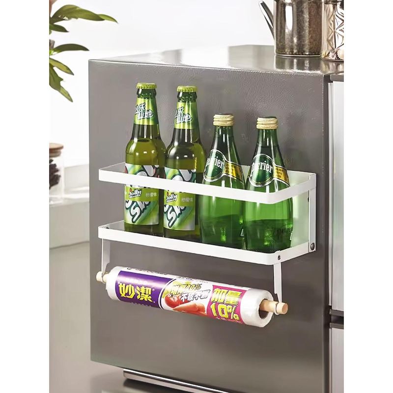 Buy UMAI Magnetic Kitchen Rack Shelf with Black Hooks, White Online