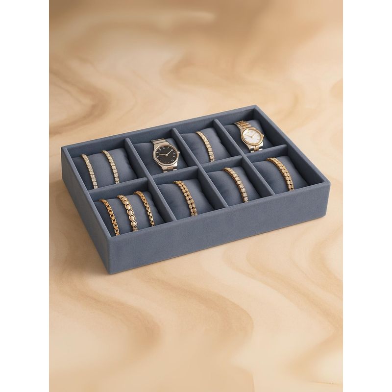 Buy La Trove Grey Premium Velvet 5 Slot Tray for Wardrobe Closet ...