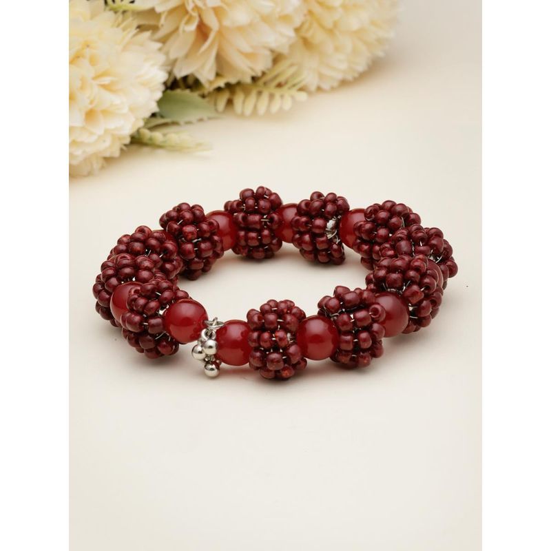 Buy Moedbuille Maroon Beads Studded Contemporary Design Handcrafted ...