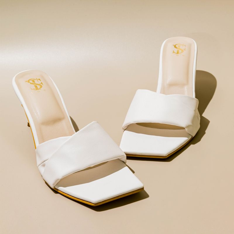 Buy Shoe that fits you Stfy Solid White Twisted Kitten Heels Online