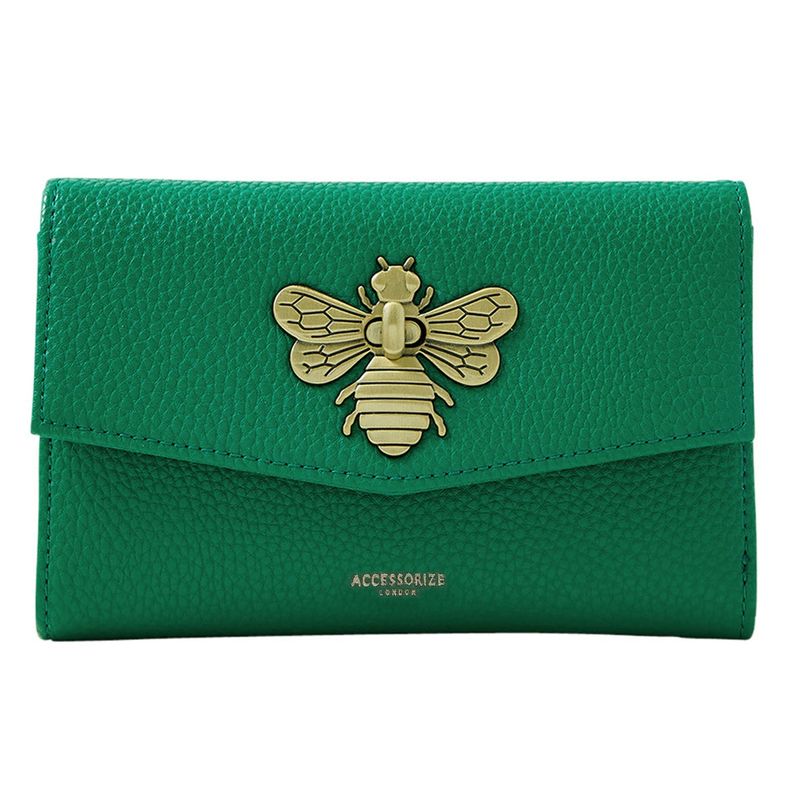 Buy Accessorize London Women'S Faux Leather Green Britney Bee Wallet Online