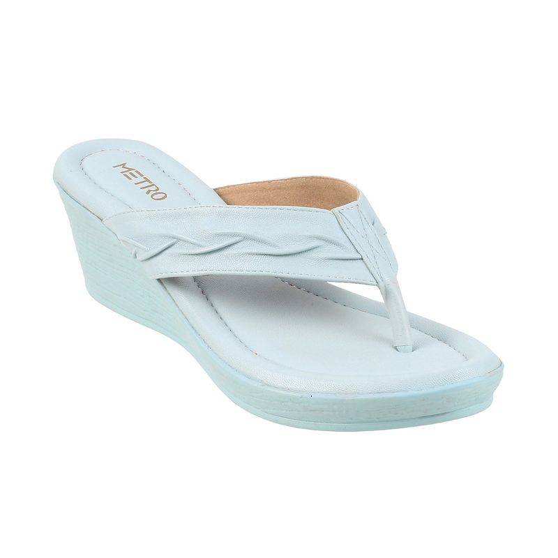 Buy Metro Women Casual Synthetic Blue Wedges Online