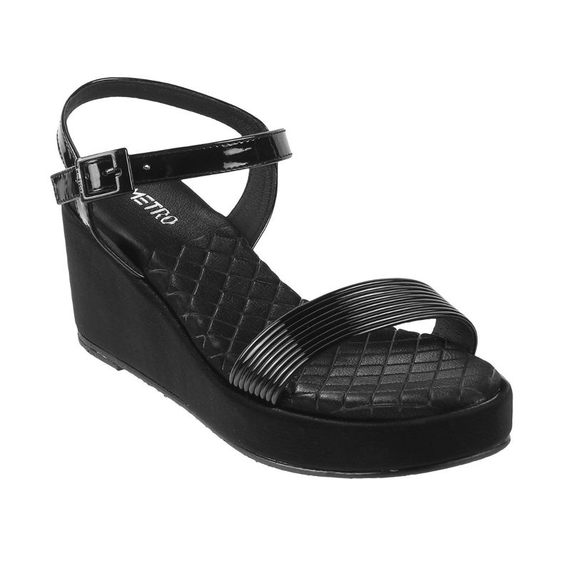 Buy Metro Women Casual Synthetic Black Sandals Online