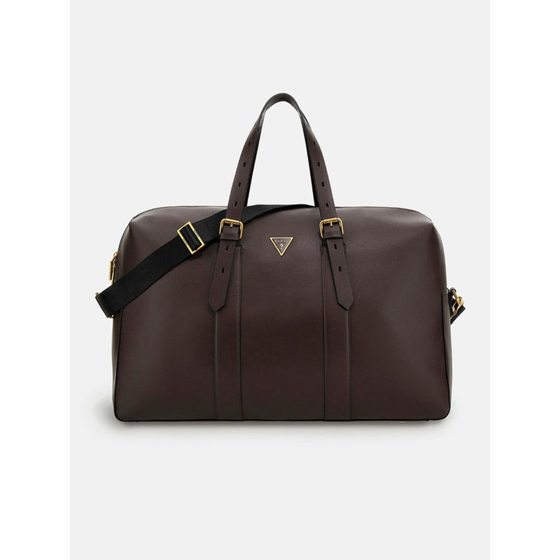 Buy Guess Scala Brown Solid Weekender Duffle Bag with Detachable Strap ...