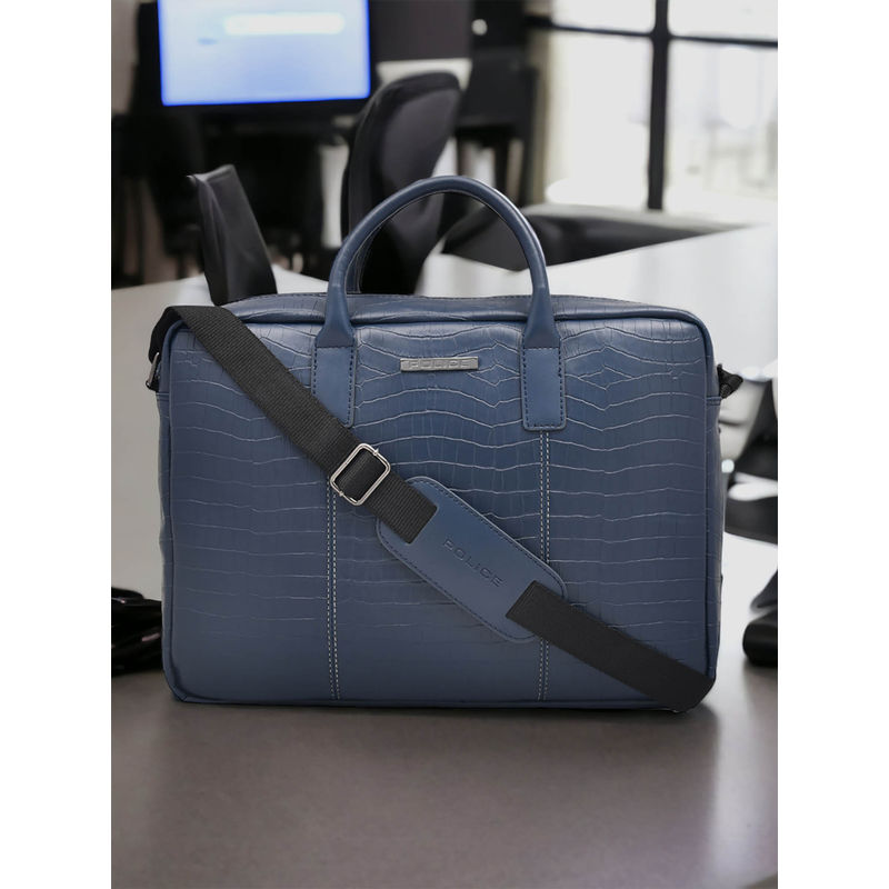 Buy Police Navy Croco Classy 15 Inch Stylish Briefcase Messenger Bag Online