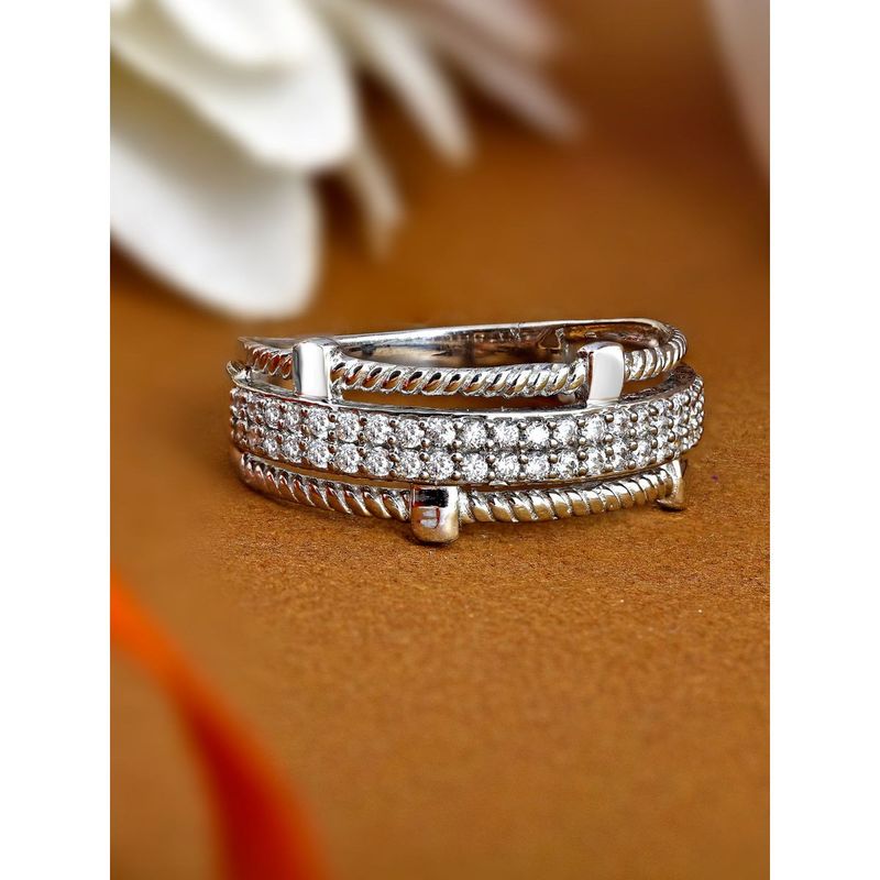Soleil 92.5 Sterling Silver White CZ Ring: Buy Soleil 92.5 Sterling ...