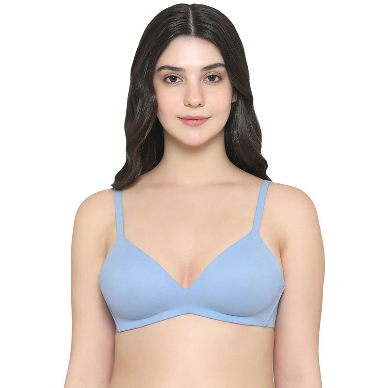 Buy Wacoal Women's How Perfect Padded Non-Wired 3-4Th Cup Seamless Sky Blue Bra Online