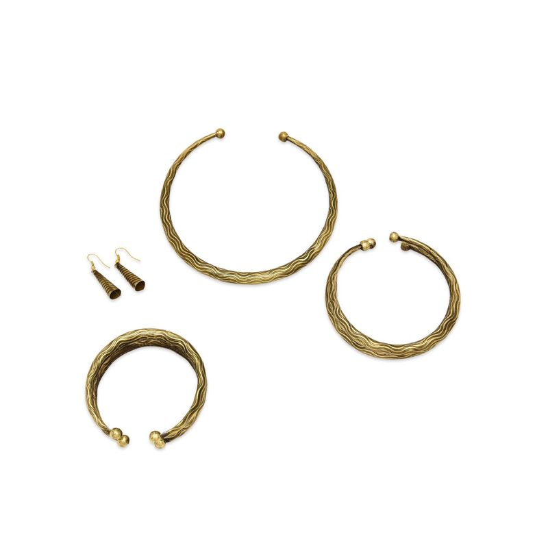 Buy Prita Combo Of Oxidized Gold-Plated Necklace With Earrings And A ...