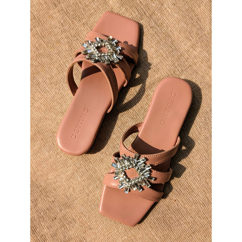 Buy Devano Strappy Crystal Sliders Pink Online