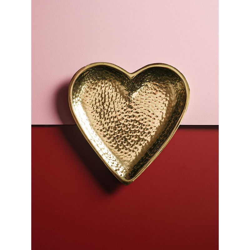 Buy Pure Home + Living Gold Hammered Heart Shaped Platter Online