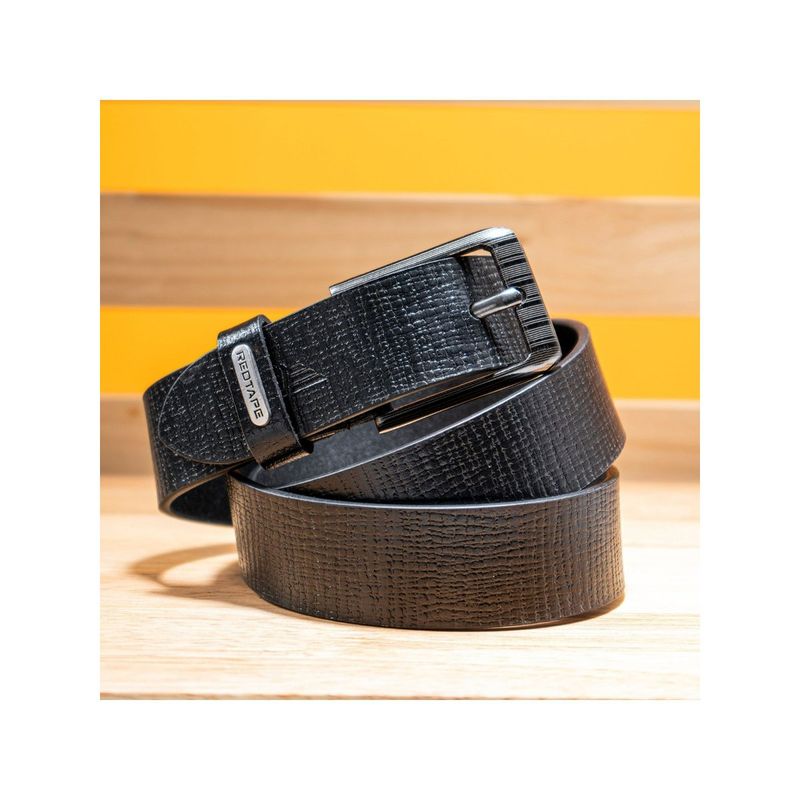 Buy Red Tape Mens Black Leather Formal Belt Online