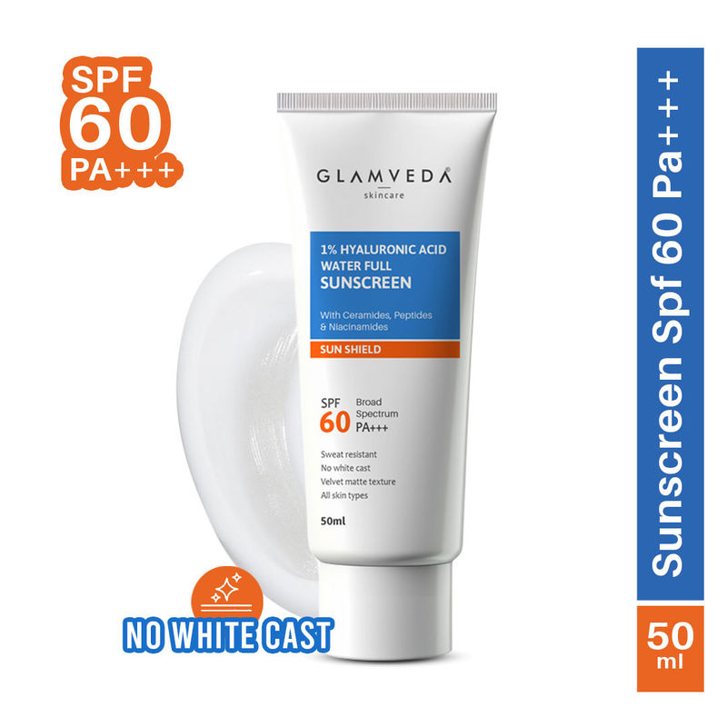 Buy Glamveda 1% Hyaluronic Acid Water Sunscreen SPF 60, PA+++ Online