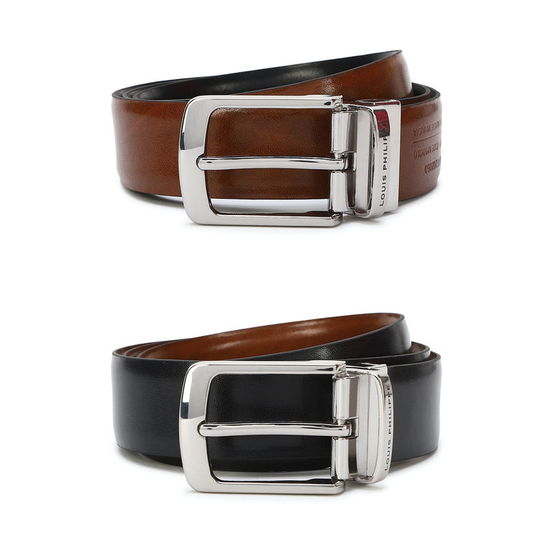 Buy Louis Philippe Black Reversible Belt Online