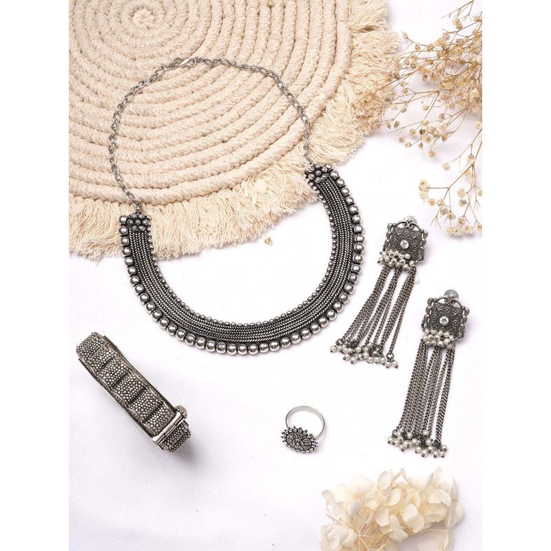 Buy Teejh Dyumna Silver Oxidised Jewelry Gift Set Online