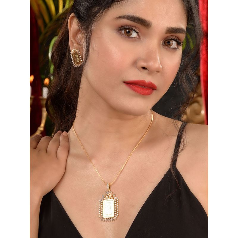 Buy Saraf RS Jewellery Gold Toned Ad Rectangular Ginni Locket Jewellery ...