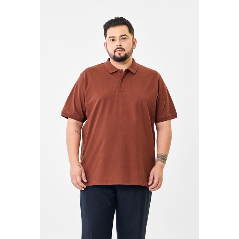 Buy Snitch Rust Solid Plus Size Polo T-Shirt for Men Online