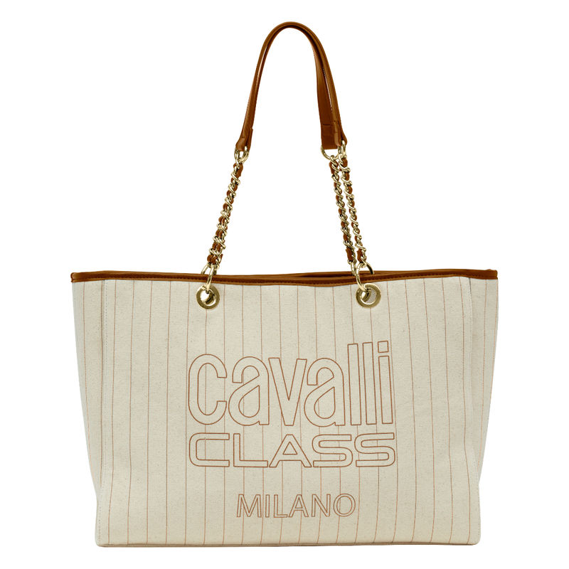 Buy Cavalli Class Vale Canvas Brown Handbag Online